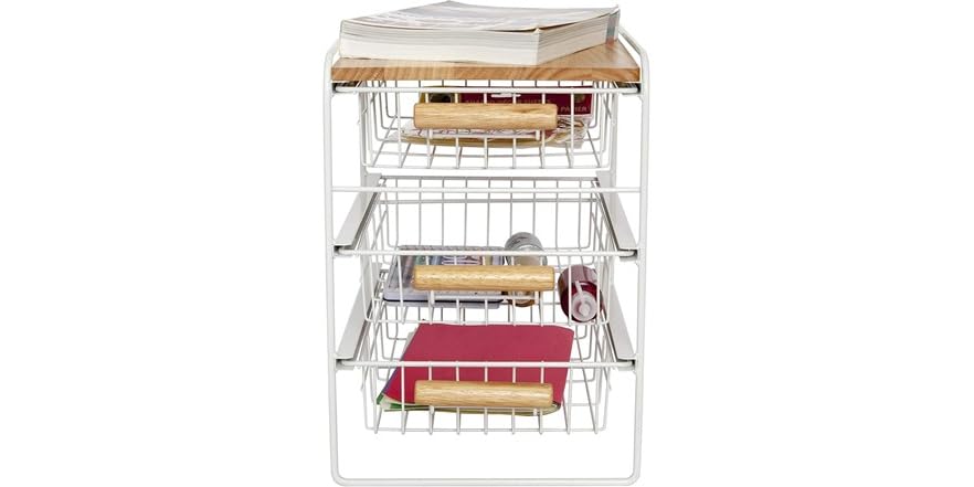 Origami 3 Tier Shelf w/ Drawers, White