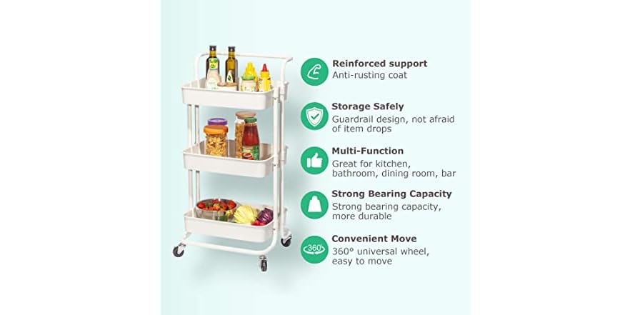 STORAGE MANIAC 3-Tier Rolling Cart