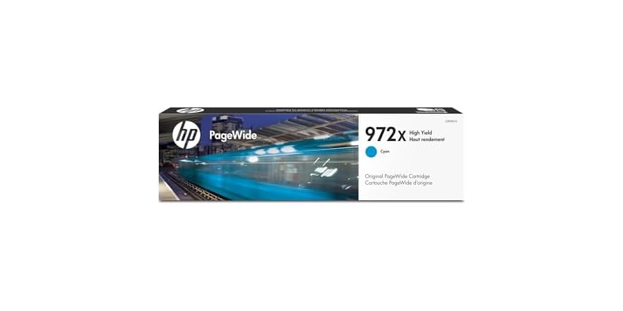 HP 972X PageWide High Yield Cyan Ink Cartridge, L0R98AN