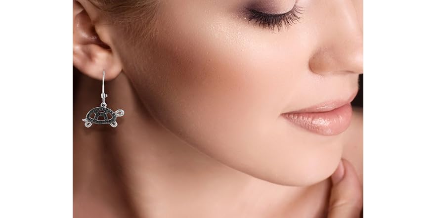 Black Diamond Turtle Earrings