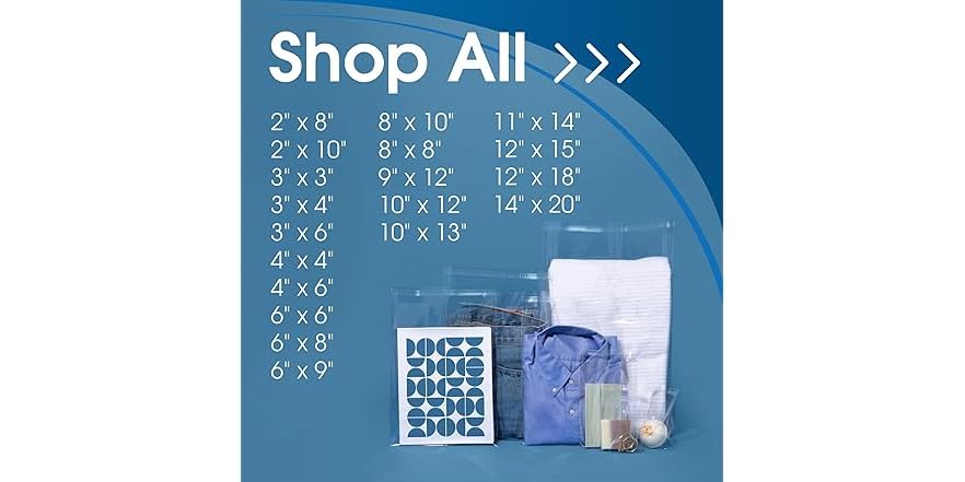 100 Count 9x12" Clear Cello Poly Bags