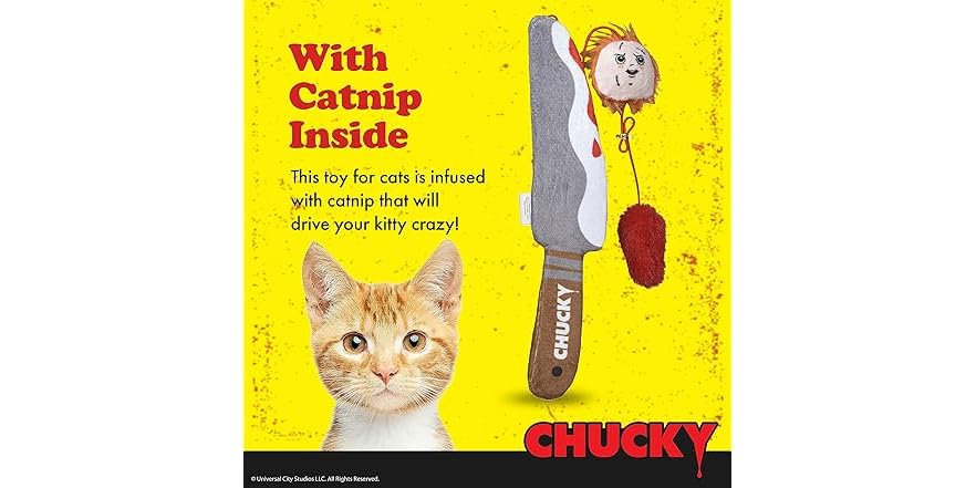 Chucky Halloween Knife Cat Toy, 12 Inch