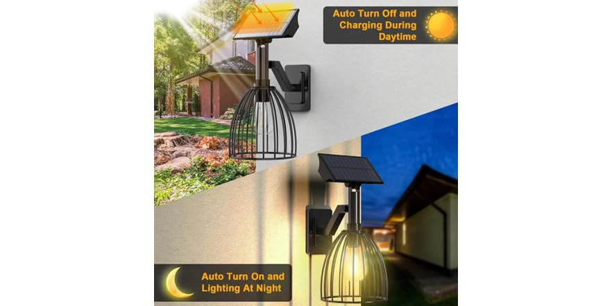 2 Pk Hakol BH-711 Solar Wall Lanterns Outdoor