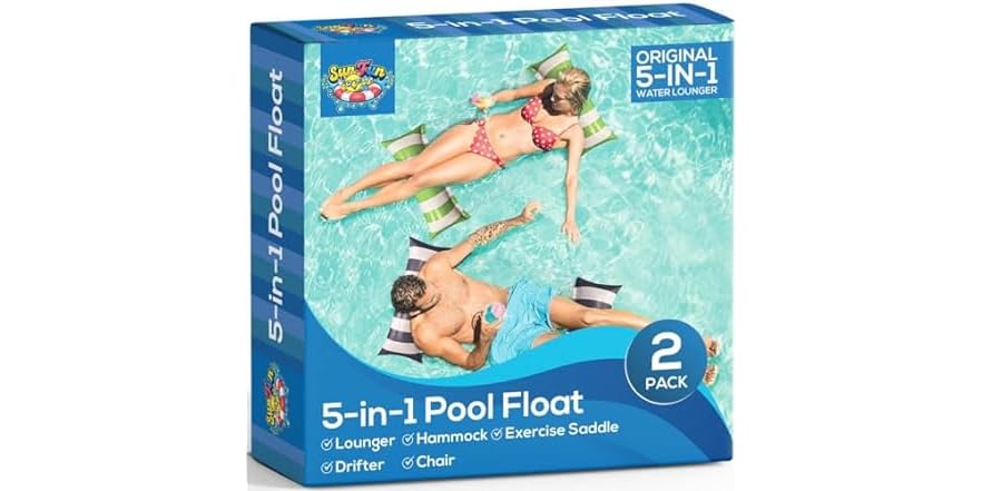 Sun Fun Blue & Green (2pack) Pool Floats 5-in-1 Lounger