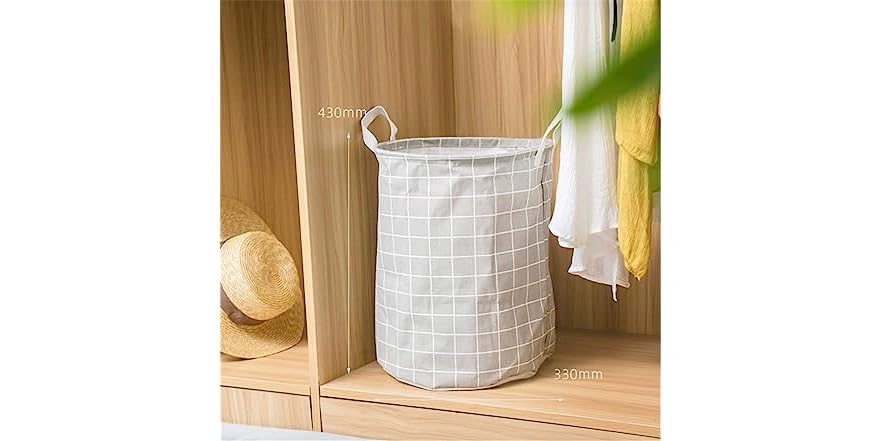Collapsible Round Storage Bag, Grey, 12.9" x 16.9"