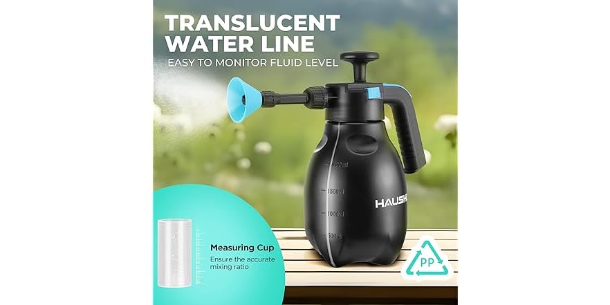 HAUSHOF Hand Pump Sprayer 1/2 Gallon Blue Green