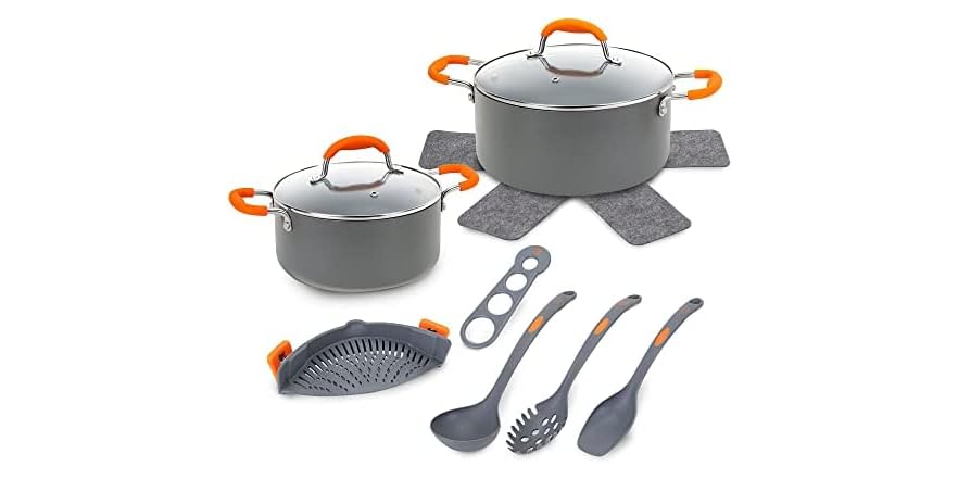 MasterChef 10 PC Pasta, Soup & Stew Pot Set Gray