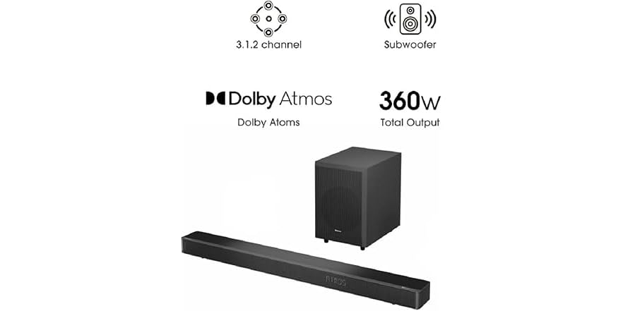 Hisense AX3120G 3.1.2Ch Sound Bar with Wireless Subwoofer, 3 (Open Box)