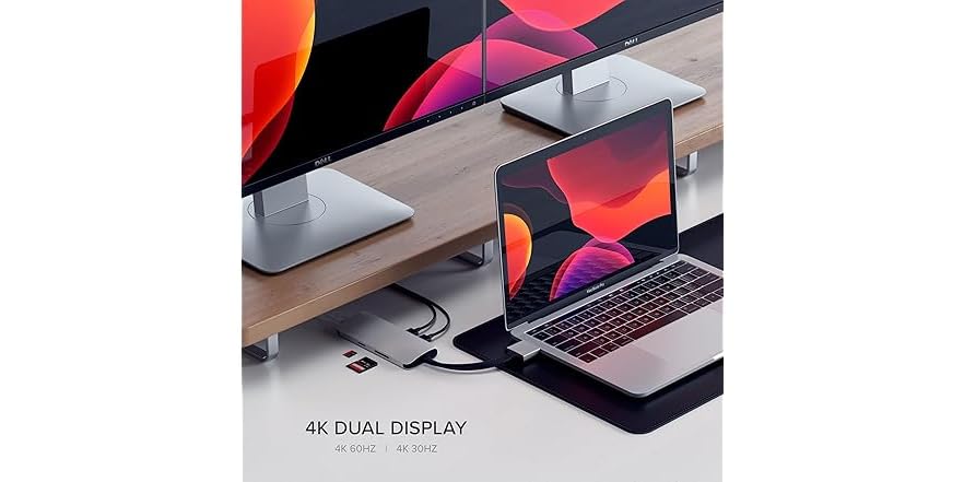Satechi USB-C Dual Multimedia Adapter with Dual 4K HDMI