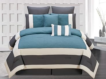 Spain Hotel 8pc Quilted Oversized Comforter Set– Slate Blue