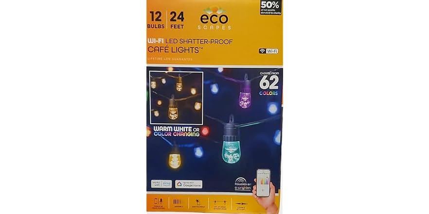 Cafe Lights Classic String Lights, 24' Black Cord