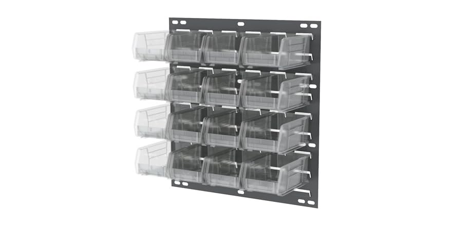Louvered Panel and 16 Plastic Bin Set