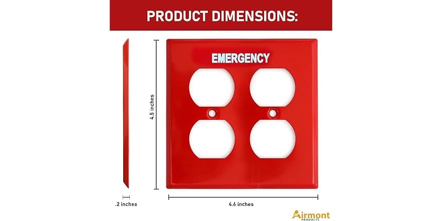 Emergency Red Outlet Covers 2-Gang