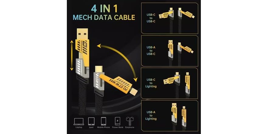 4in1 USB Type-C Cable 6ft