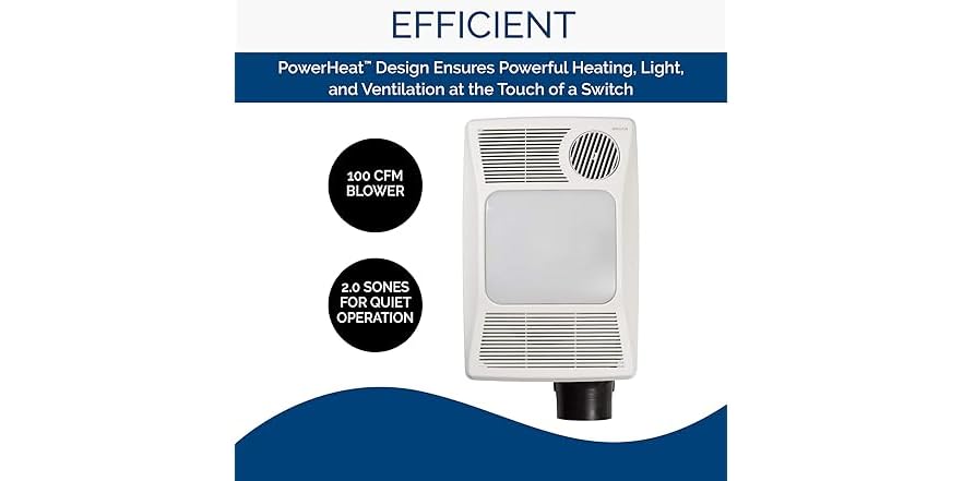 Broan 100HL Bathroom Fan, 100 CFM for 4" Ducts w/100W Max In (Open Box)