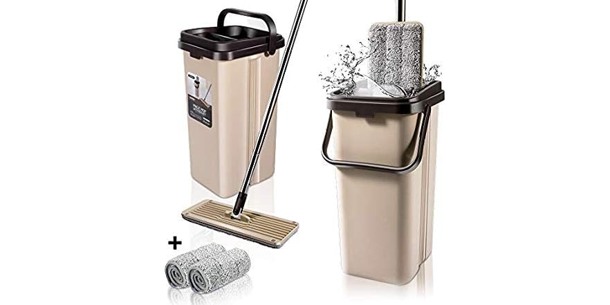 Squeegee Mop and Bucket with 2PCS Mop Pads