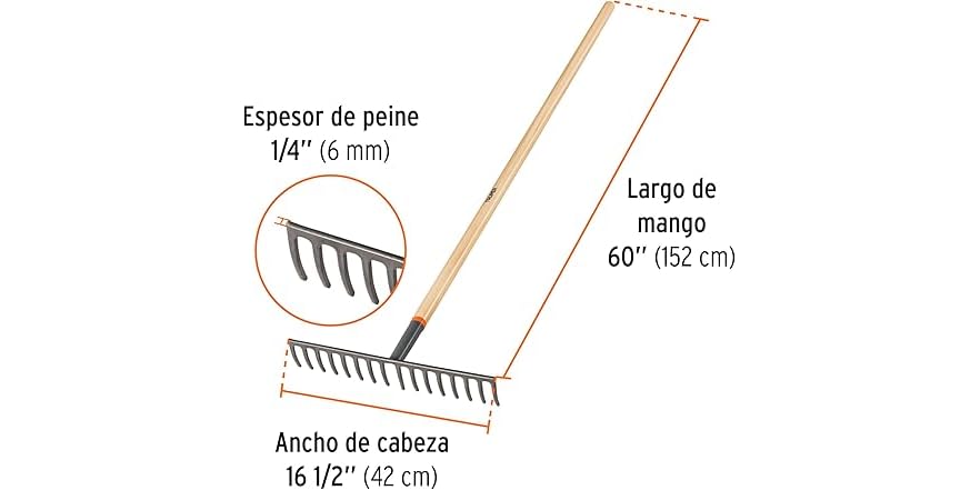 TRUPER R-16M Ash Handle Road Rake 16