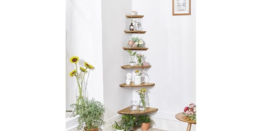 12" Solid Oak Wood Corner Shelf