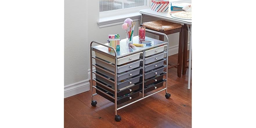 ECR4Kids 12-Drawer Grey Mobile Organizer