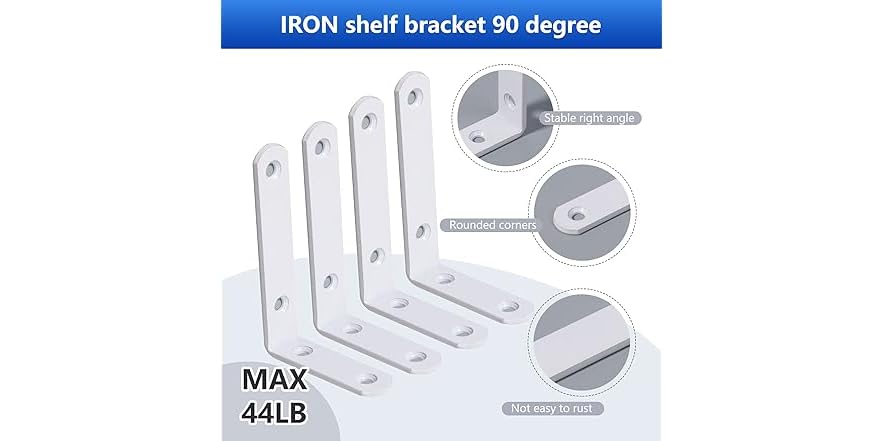 YIKOUJIS 36 Pcs Shelf Bracket,4 Inch White Float