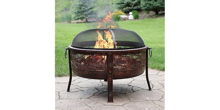 Sunnydaze Décor 30 "Northwoods Fishing Fire Pit
