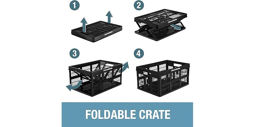 CleverMade Collapsible Utility Crate - 45L Black
