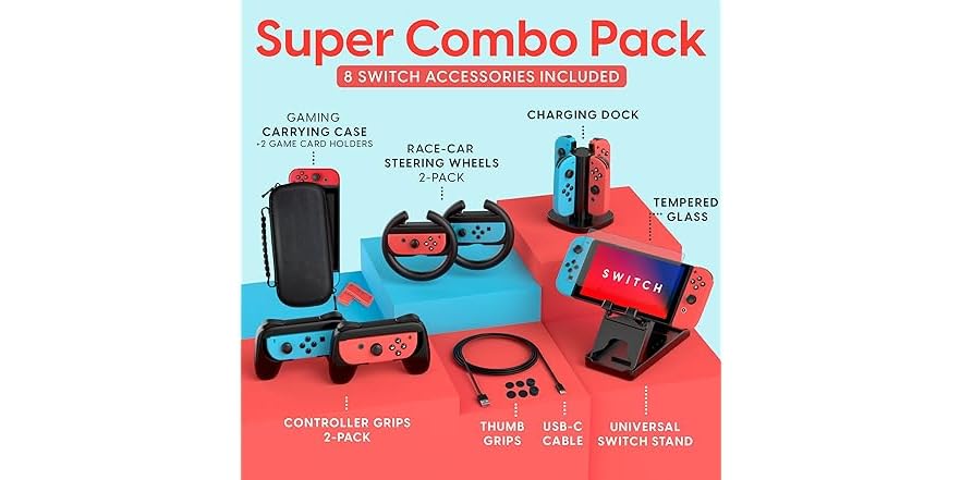 TALK WORKS Super Combo Pack Accessories for Nintendo Switch