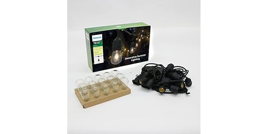 PHILIPS 29' String Lights w/ 15 Clear Incandescent Bulbs