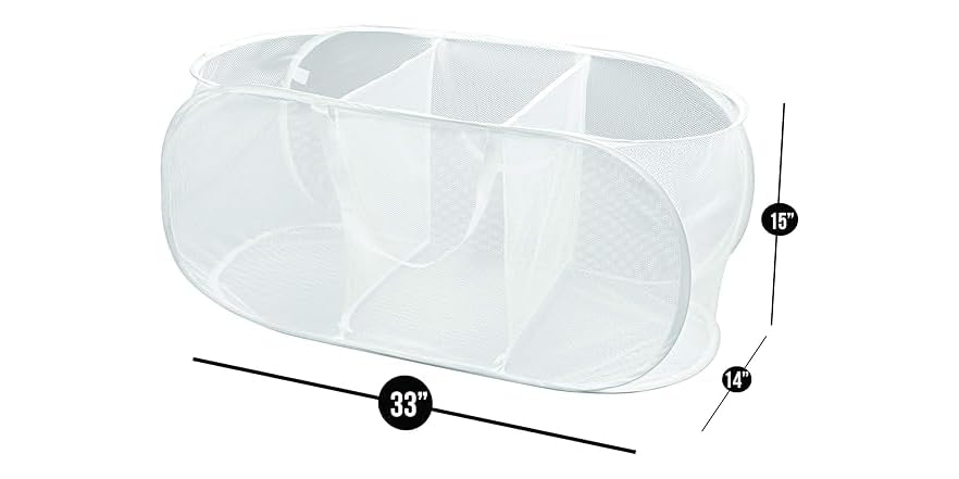 Smart Design Mesh 3-Compartment Hamper