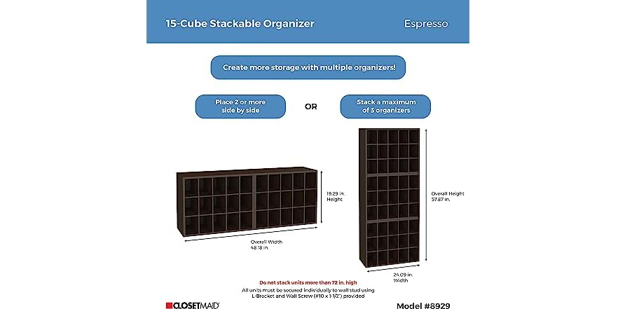 ClosetMaid 15 Cube Stackable Storage