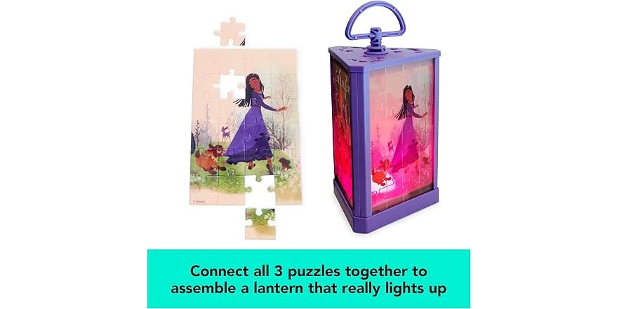 Disney Wish Puzzle Lantern, 3 24-Piece Puzzles