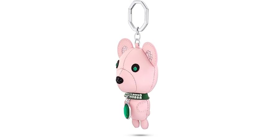 Swarovski Bear Key Ring, Pink Steel