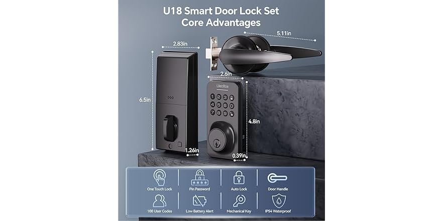 Ulecoce Keyless Entry Door Lock Deadbolt (Open Box)