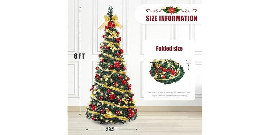6ft Pre Lit Decorated Christmas Tree