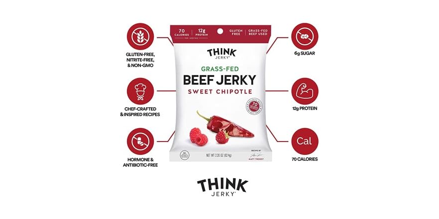 Think Jerky Grass-Fed Beef Jerky Variety, 6-Pk