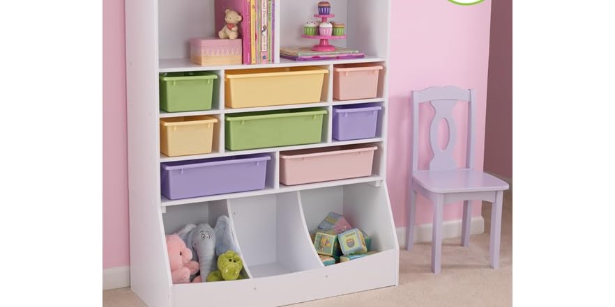 Wall Storage Unit w/ Pastel Bins