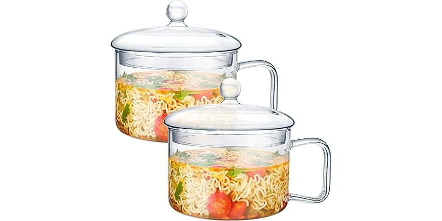 2 Pack Glass Ramen Bowl with Lid