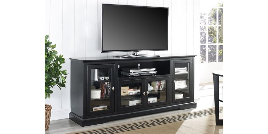 70" Black Wood Highboy TV Stand