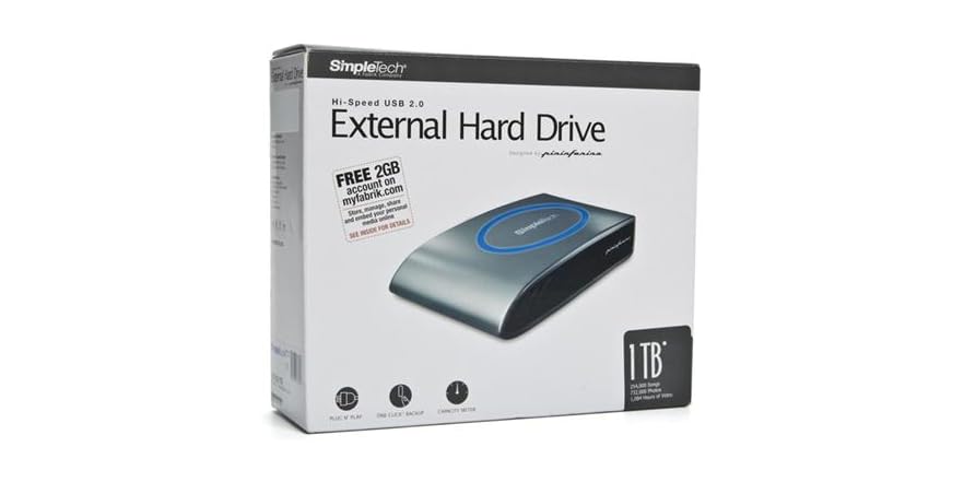 1TB SimpleDrive USB 2.0 7200 RPM External Hard Drive Designed by ...