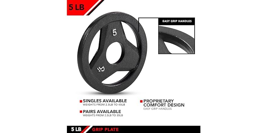 JFIT Cast Iron Olympic Plate, 5 LB