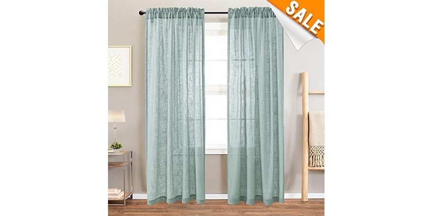 Linen Textured Sheer Open Weave Curtains