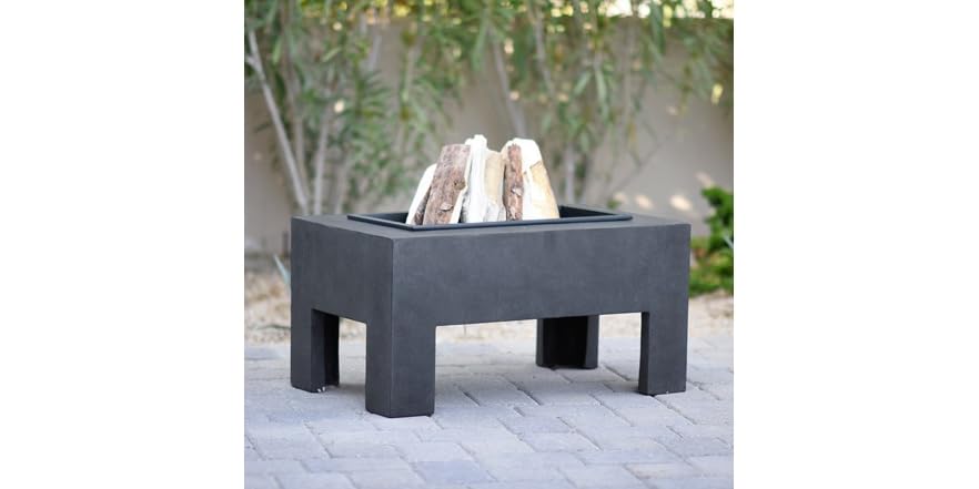 Astella Rectangular Wood Burning Fire Pit