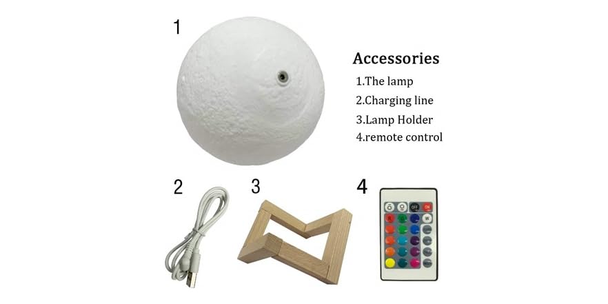 LED 3D Print Moon Lamp with Stand