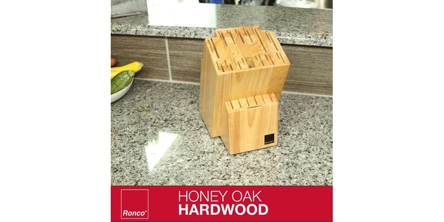Ronco 20 Slot Knife Block, Honey Oak