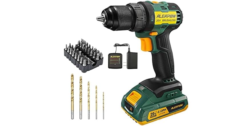 ALEAPOW D10 20V Cordless Brushless Drill Kit