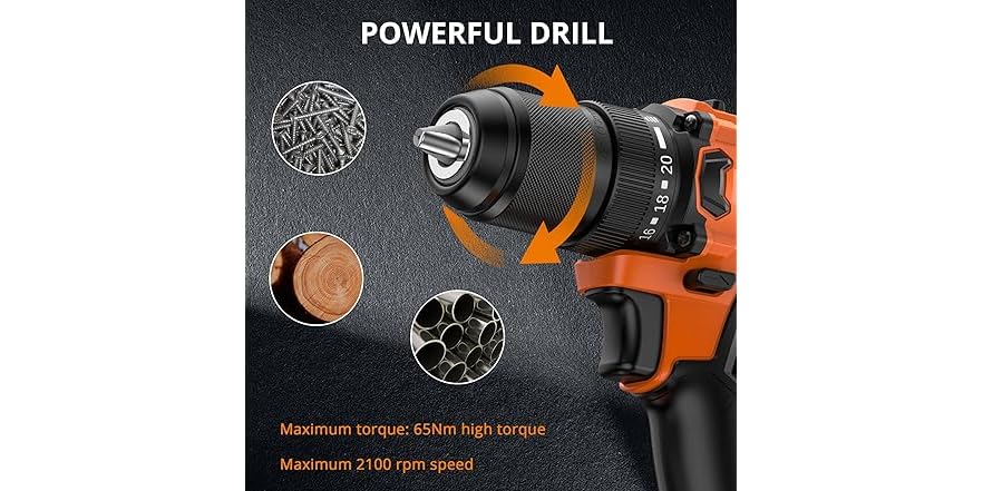 PARRIOR USPRPD01 20V Electric Power Drill Kit