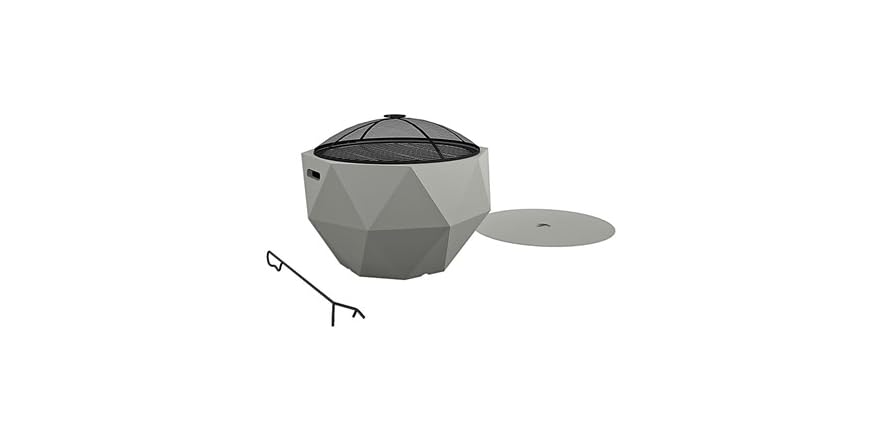 Cosco 87841GRY1E FIre Pit Geo Wood 25" Gray