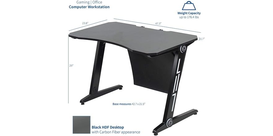VIVO 47" Gaming Desk with Z-Shaped Frame
