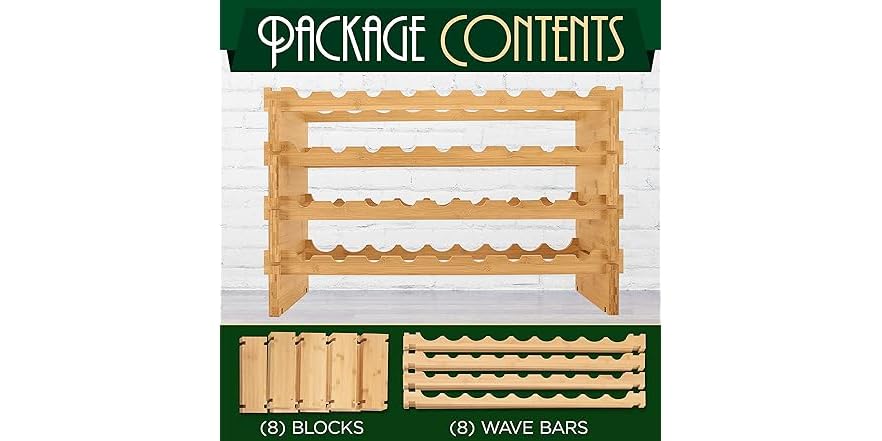 SereneLife 36 Bottle Stackable Wine Rack