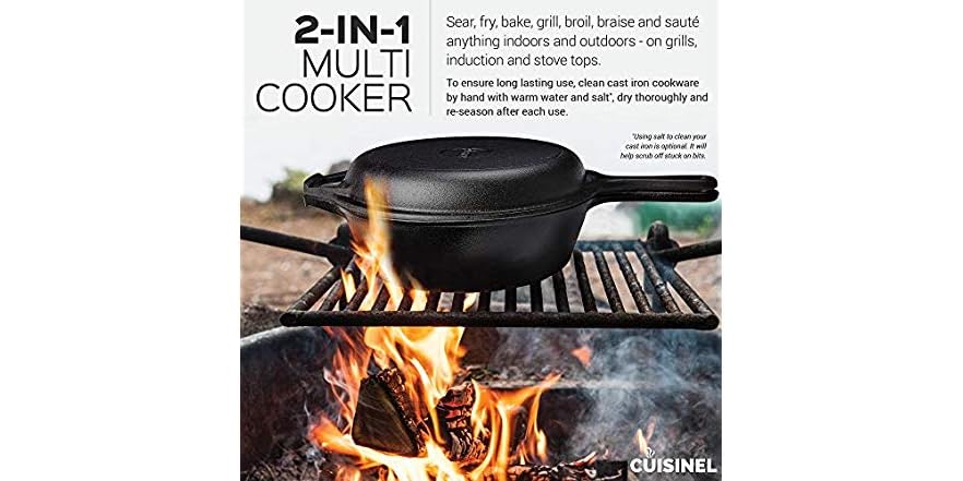Cuisinel Cast Iron 2-In-1 Multi Cooker